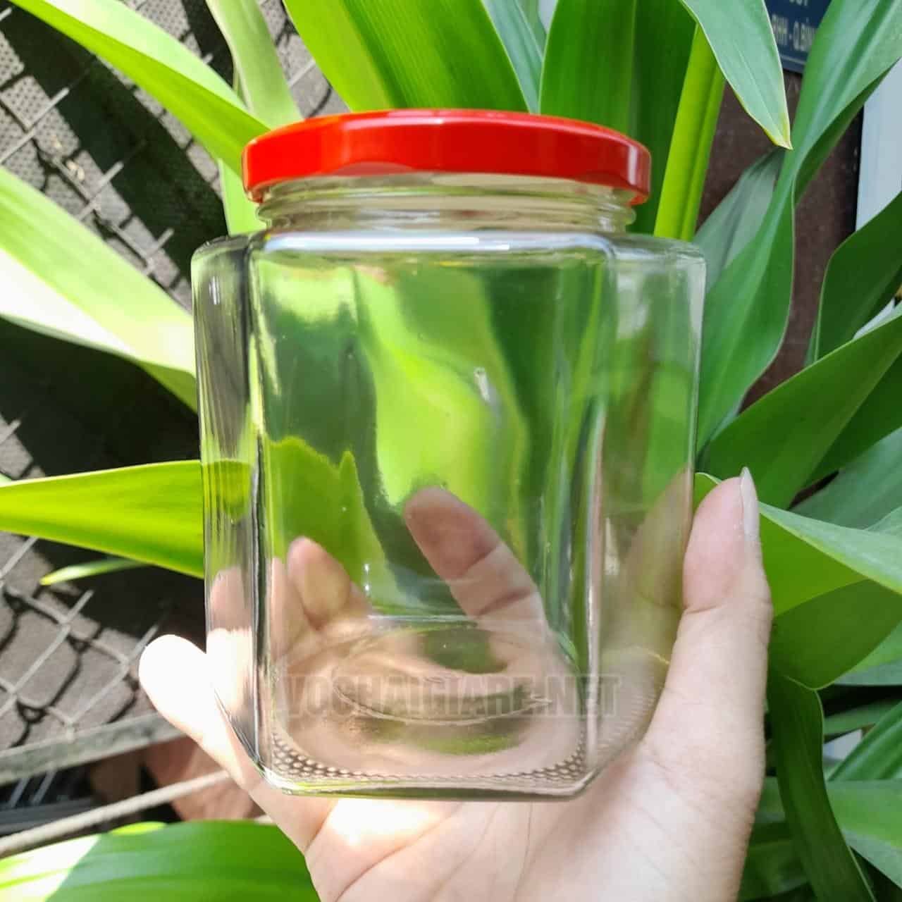 Hũ thuỷ tinh lục giác 730ml - VỎ CHAI GIÁ RẺ